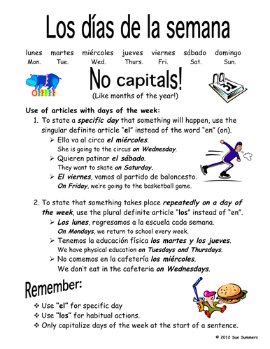 Spanish Calendar Bundle - Days of the Week, Months, and Seasons ...