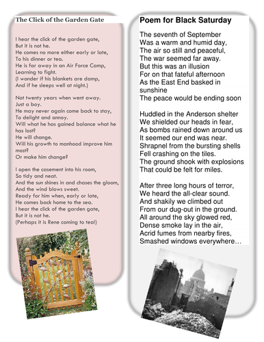 KS2 World War 2 poetry - identifying purpose, analysing, comparing ...