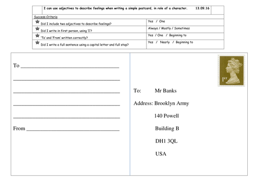 Writing a postcard template - differentiated with LO & SC | Teaching ...