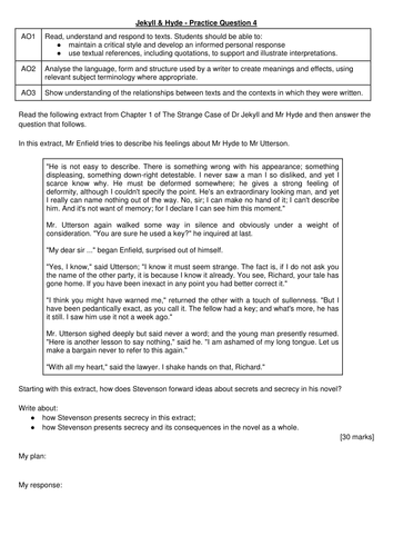 Jekyll & Hyde - Practice Exam Questions with Assessment Objectives ...