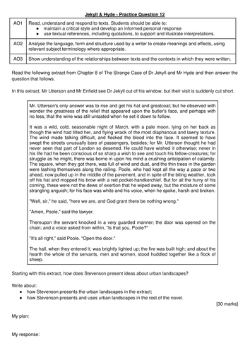 Jekyll & Hyde - Practice Exam Questions with Assessment Objectives ...