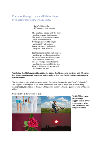 AQA English Literature Anthology Love's Philosophy | Teaching Resources