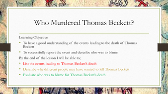 Who Killed Thomas Beckett? | Teaching Resources