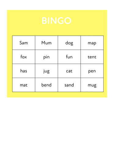 Words To Play Bingo: Fun Ways To Practise 3 Letter Phonic Words (3 ...