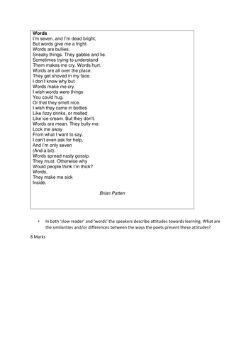 UNSEEN POETRY AQA GCSE NEW SPEC SAMPLE QUESTION | Teaching Resources UNSEEN POETRY AQA GCSE NEW SPEC SAMPLE QUESTION | Teaching Resources