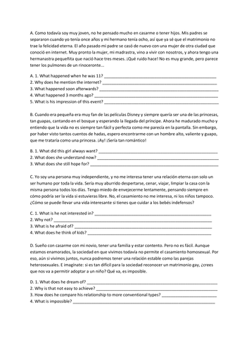 Future plans Spanish - Marriage and kids listening activity | Teaching ...