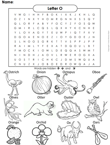 The Letter O Word Search | Teaching Resources