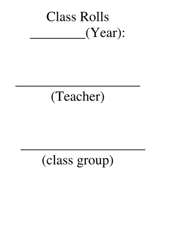 Teacher's Diary, Class Rolls and Daybook Templates print as instructed ...