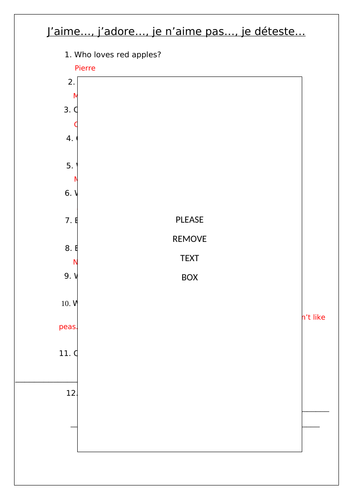 FRENCH - Fruit and vegetables - Les Fruits et les Légumes - Worksheets ...