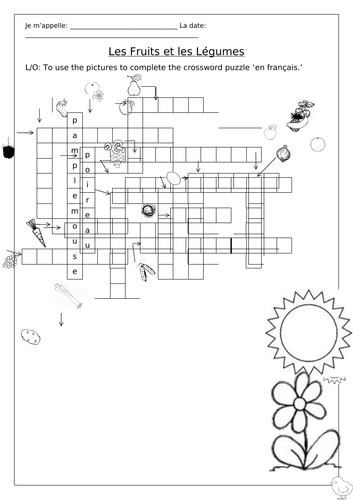 FRENCH - Fruit and vegetables - Les Fruits et les Légumes - Worksheets ...