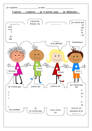 FRENCH - Fruit and vegetables - Les Fruits et les Légumes - Worksheets ...