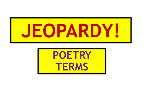 Poetry Terms Jeopardy Game! NEW 2020 GCSE English Literature Spec ...