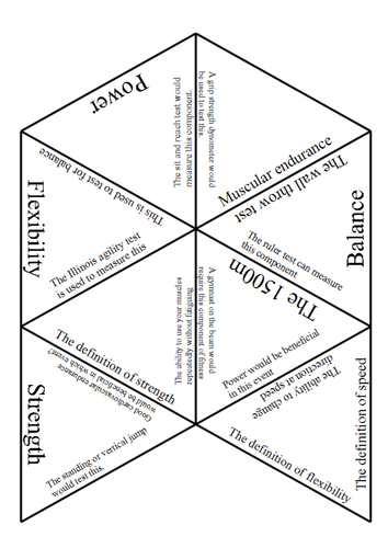 GCSE PE New AQA Spec, Components of fitness/fitness testing Tarsia ...