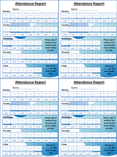 Attendance and Punctuality Report | Teaching Resources