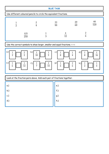 Equivalent Fractions Differentiated Worksheet Tes Equivalent Fractions