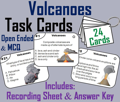 Volcanoes Task Cards, PowerPoint and Activities Bundle | Teaching Resources