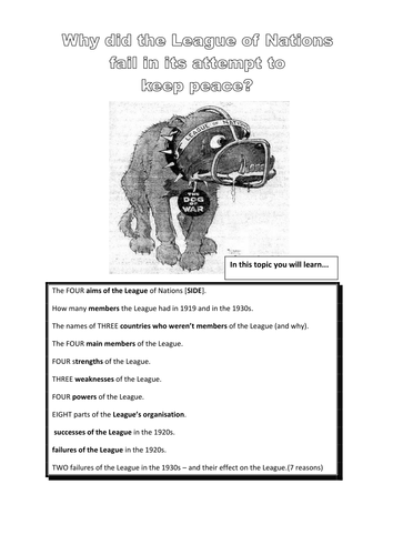 League of Nations workbook | Teaching Resources