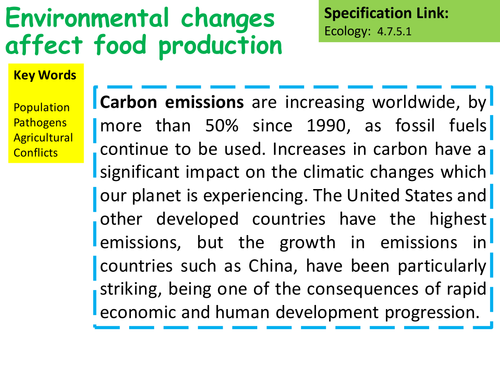 KS4 AQA GCSE Biology (Science) Factors Affecting Food Security Lesson ...