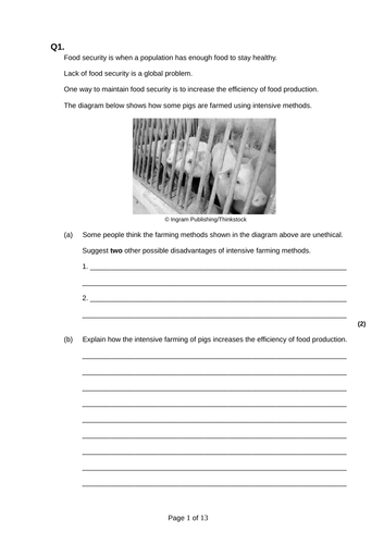 KS4 AQA GCSE Biology (Science) Factors Affecting Food Security Lesson ...