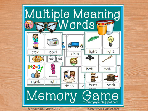 Multiple Meaning Words Memory Game | Teaching Resources