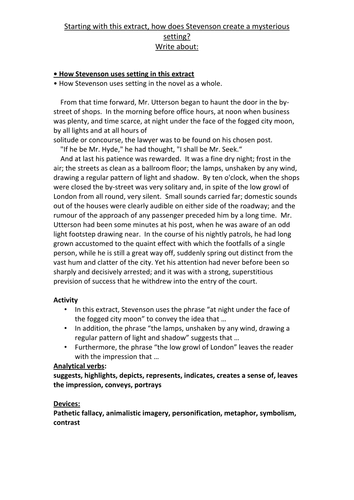 Dr Jekyll and Mr Hyde Chapters 1-7 Whole lesson and activity Pack ...