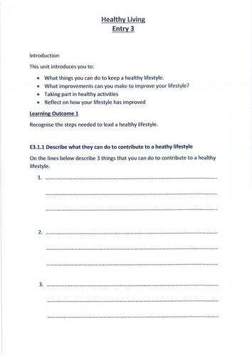 ASDAN PSD Entry Level 3 Unit Healthy Living (Complete unit) | Teaching ...