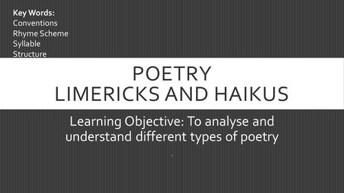 Poetry lesson PP Limerick and Haiku | Teaching Resources
