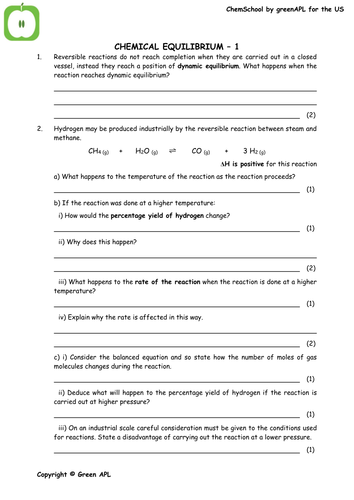 Chemical Equilibrium | Teaching Resources