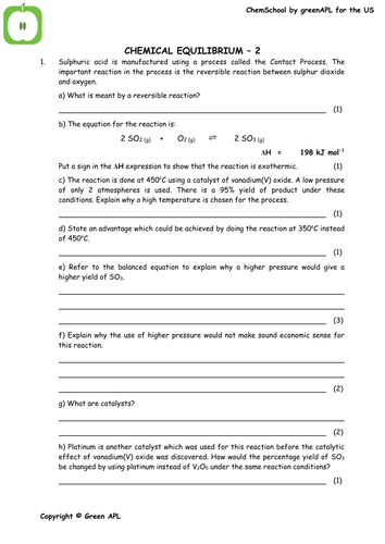 Chemical Equilibrium | Teaching Resources