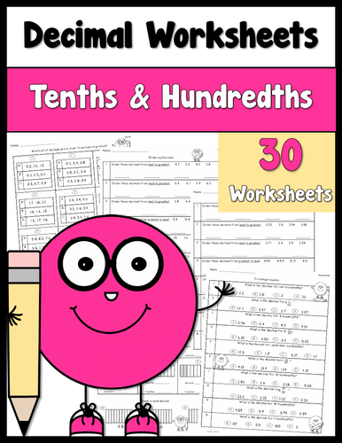 Decimals Worksheets using Tenths and Hundredths | Teaching Resources