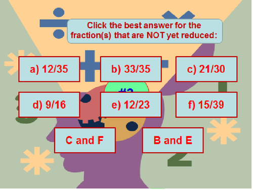 Reducing Fractions PowerPoint Fun Quiz | Teaching Resources