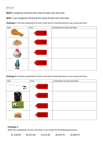 Year 2 money - identifying coins and notes, pounds and pence | Teaching ...