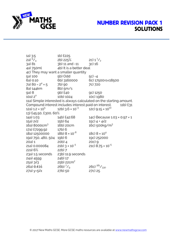 Number Revision Pack 1 (Higher Tier) | Teaching Resources