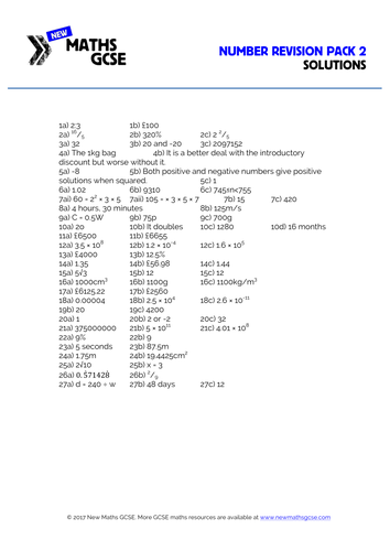 Number Revision Pack 2 (Higher Tier) | Teaching Resources