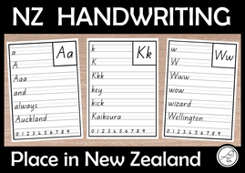New Zealand Handwriting Cards - words and place in NZ | Teaching Resources
