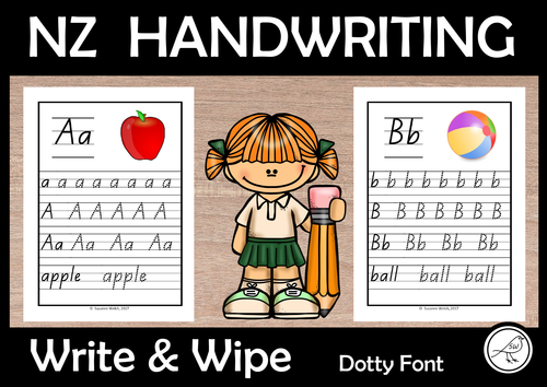 New Zealand Handwriting Cards - dotty font - write and wipe | Teaching ...