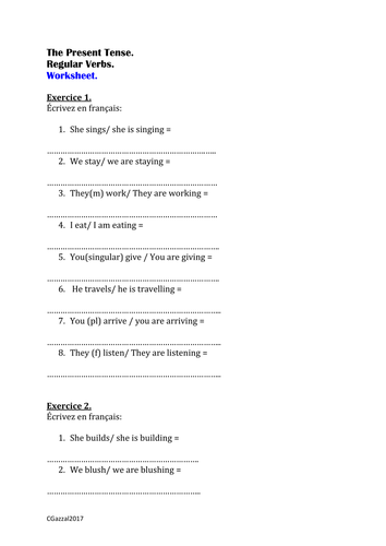 The Present Tense in French- Regular and Irregular Verbs - A Complete ...