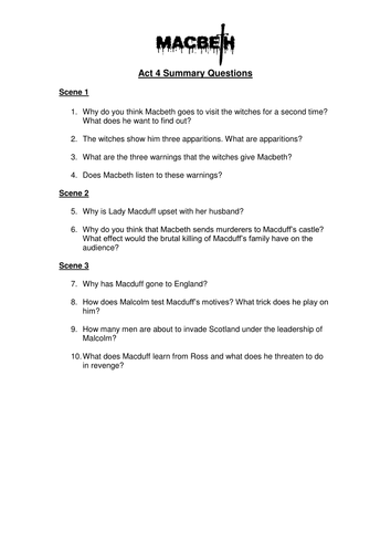 Macbeth - Act 4 | Teaching Resources