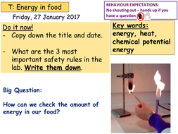 Energy in food (burning food practical) KS3 or KS4 | Teaching Resources