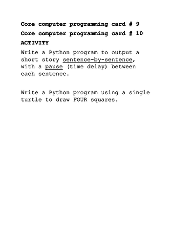 GCSE Computer Science - core programming cards and activities for ... GCSE Computer Science - core programming cards and activities for ...