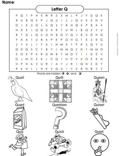 The Letter Q Word Search | Teaching Resources