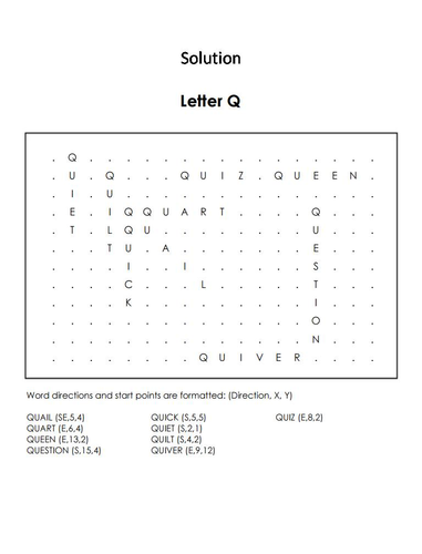 The Letter Q Word Search | Teaching Resources