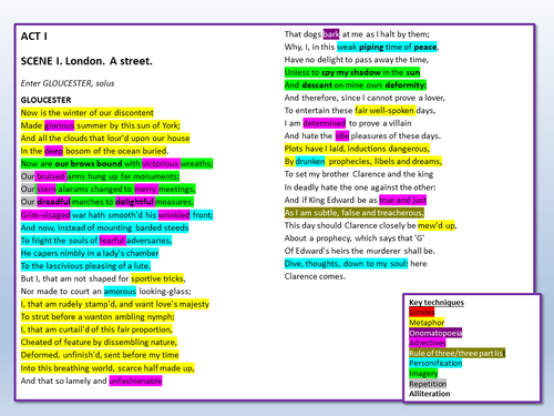 Richard III Act 1 Scene 1 | Teaching Resources