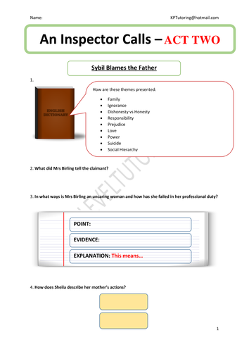 MODERN DRAMA: An Inspector Calls - ACT 2: SYBIL BLAMES THE FATHER (6 ...