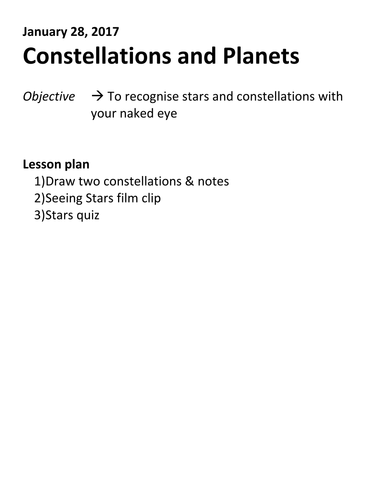 Stars, Constellations and Planets | Teaching Resources