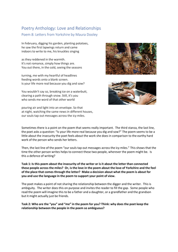AQA Literature Anthology Love and Relationships | Teaching Resources