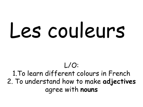 Colours in French and adjectival agreement. | Teaching Resources