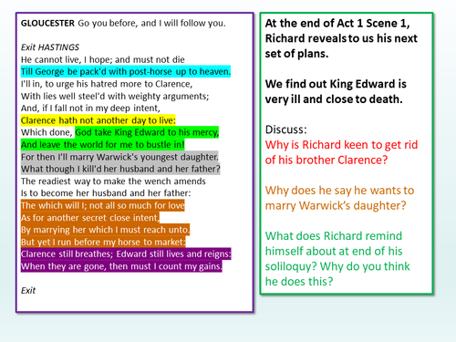 Richard III Act 1 Scene 2 | Teaching Resources
