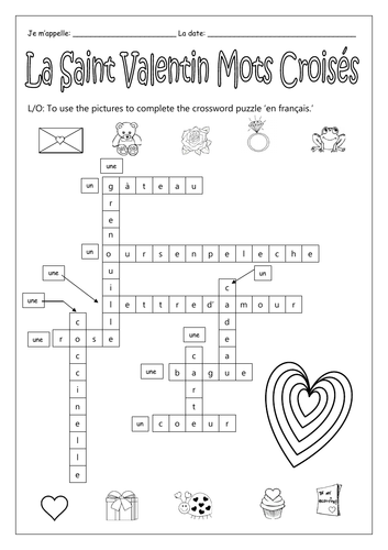 FRENCH - SAINT VALENTINE - ACTIVITIES 2 - WORKSHEETS/GAME | Teaching ...