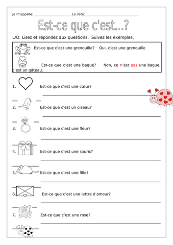 FRENCH - SAINT VALENTINE - ACTIVITIES 2 - WORKSHEETS/GAME | Teaching ...